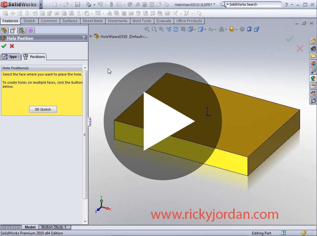 SolidWorks 2010: Hole Wizard! – RickyJordan.com