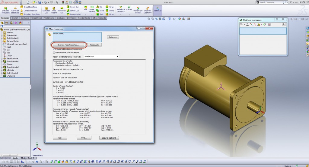 SolidWorks 2013: Mass Properties | Ricky Jordan's Blog